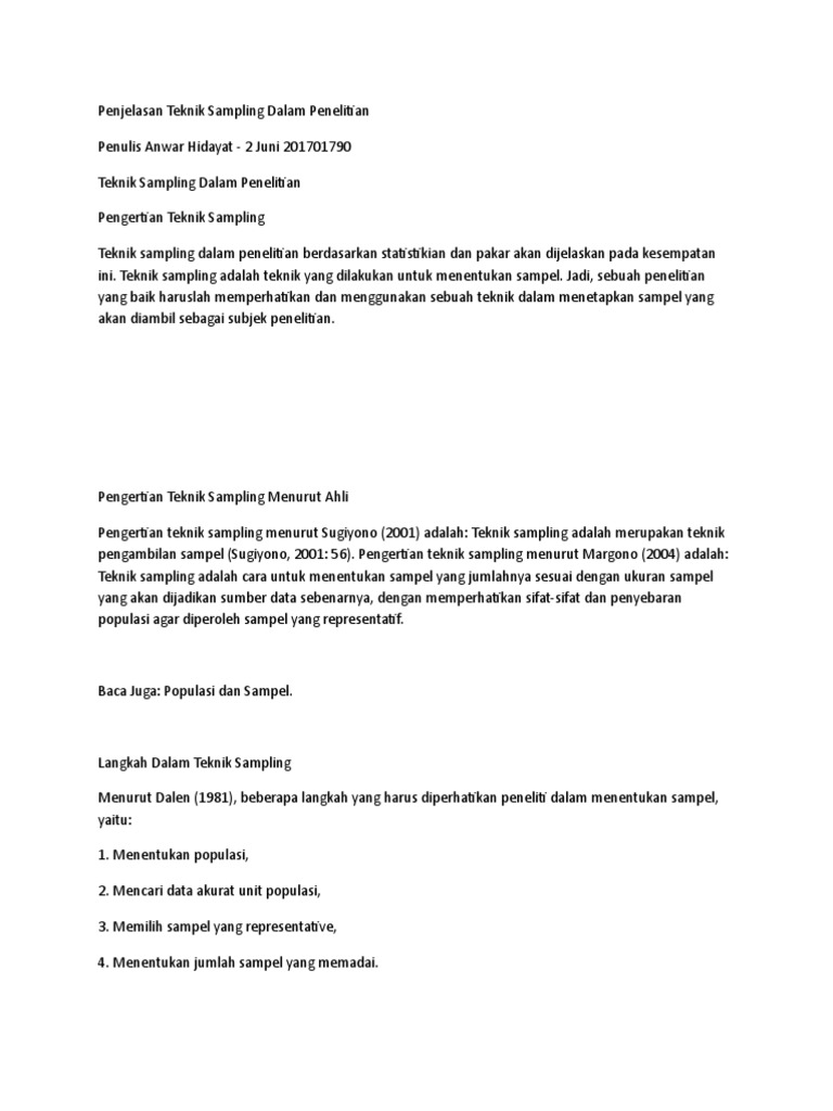 Penjelasan Teknik Sampling | PDF