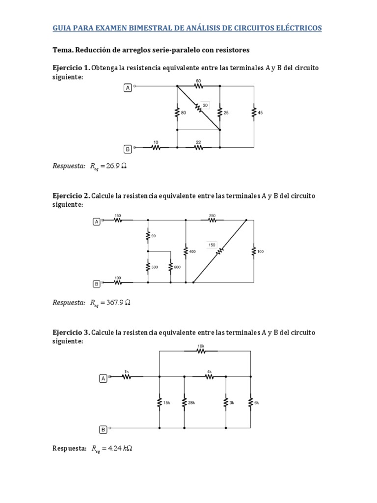 Ejercicios Circuitos Electricos | PDF