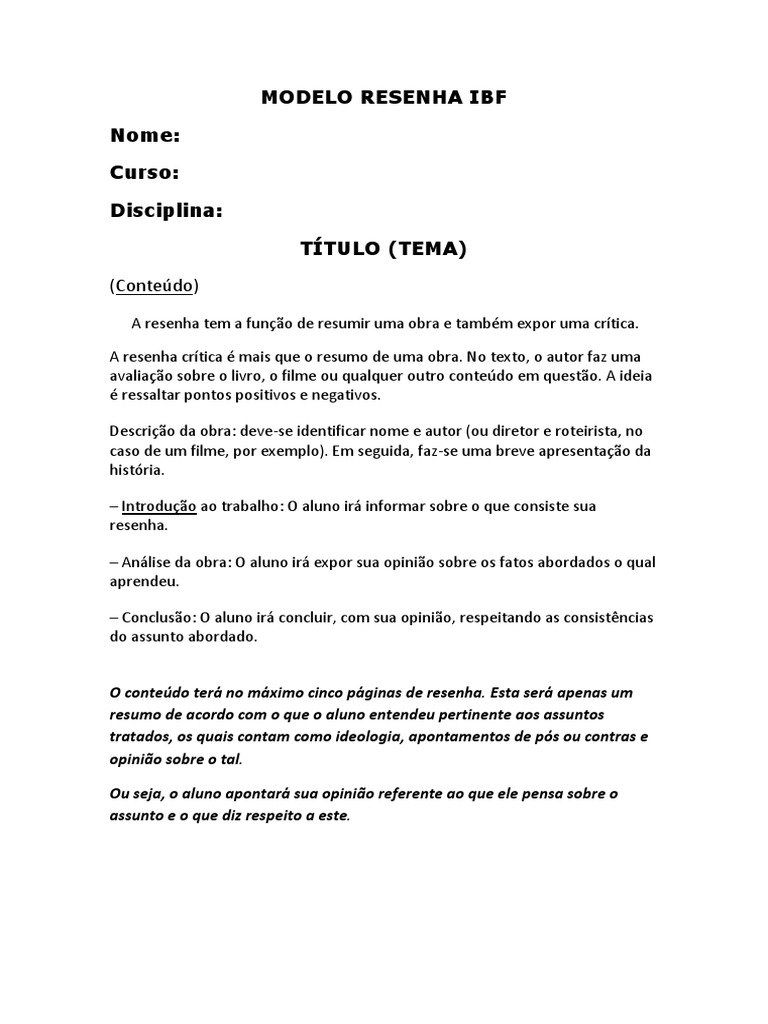 Modelo Resenha Ibf