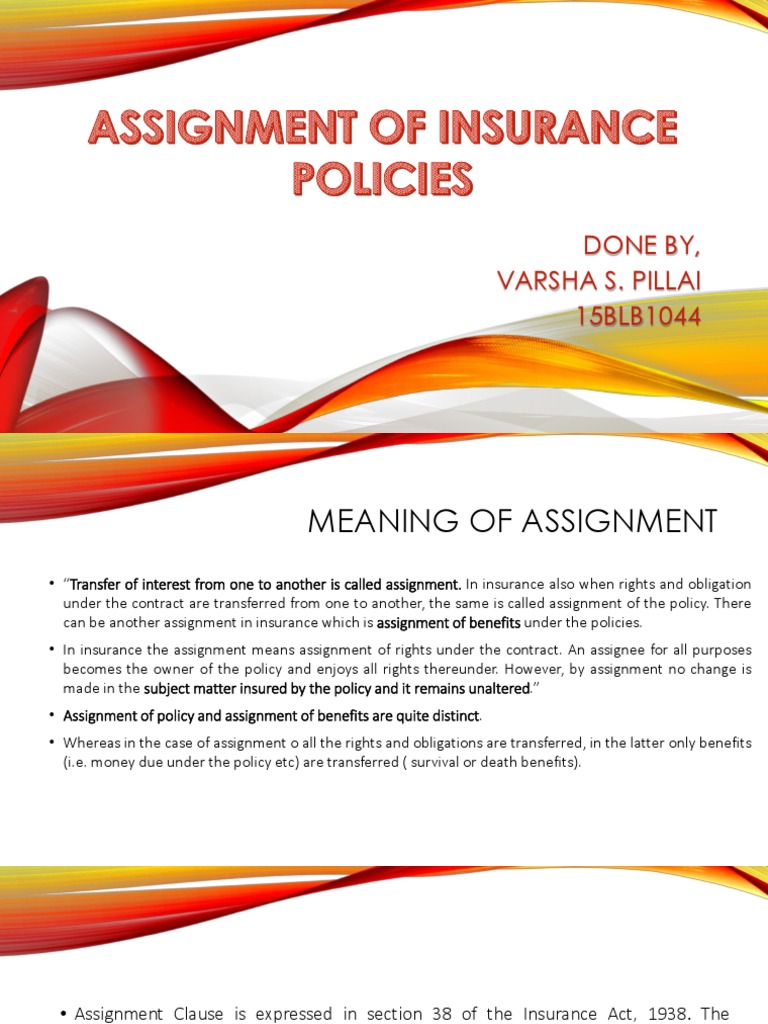 Assignment of Life Insurance Policies | PDF | Assignment (Law) | Life ...