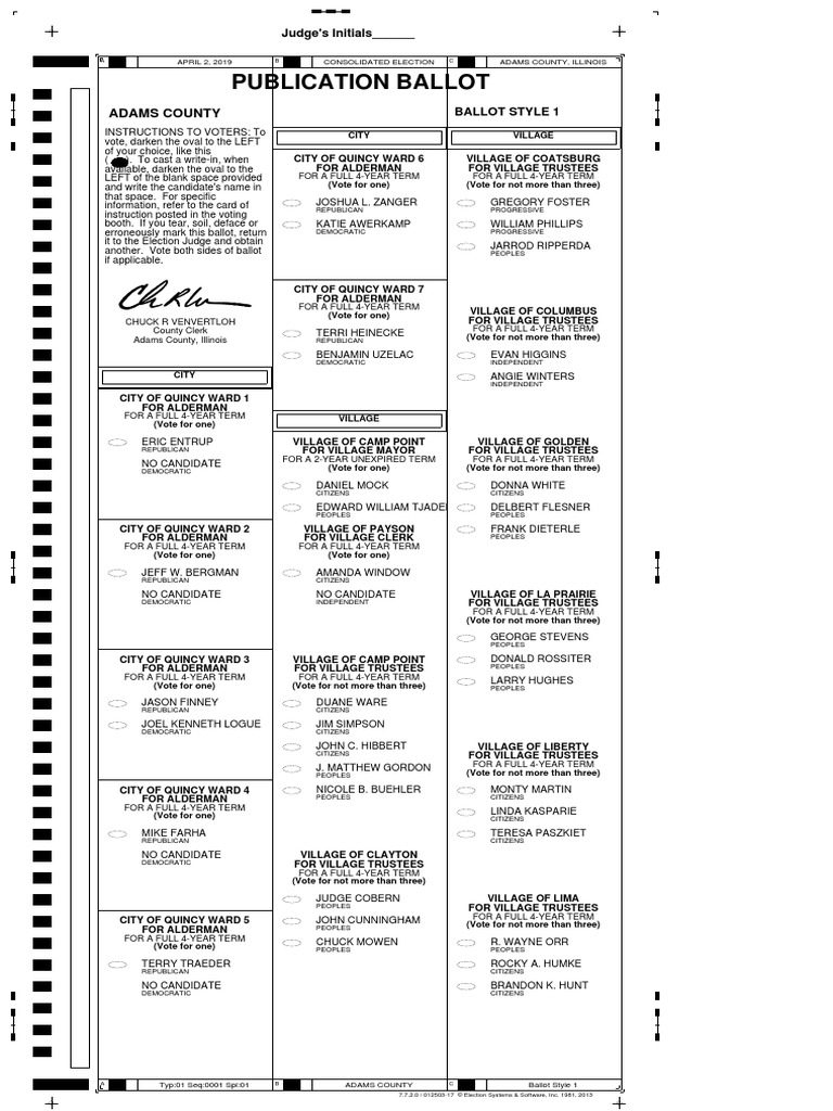 Adams County Sample Ballot | PDF | Voting | Evaluation Methods