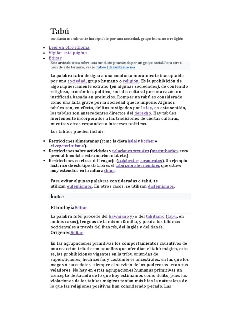 Definición y ejemplos de tabúes | PDF | Tabú | Antropología cultural