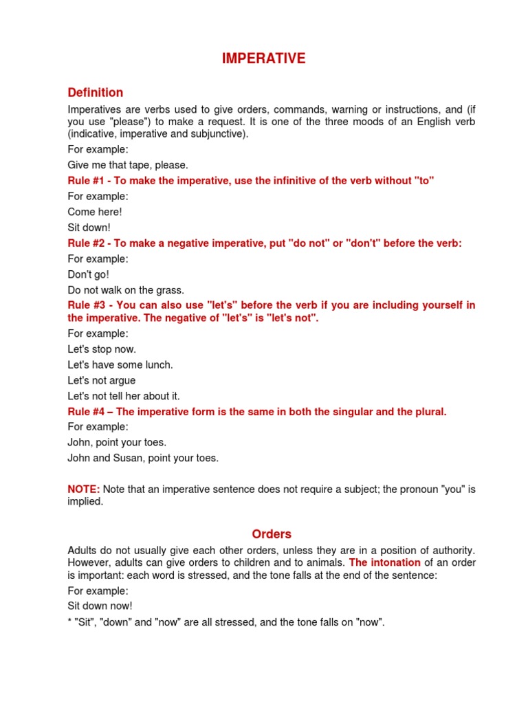 IMPERATIVE | PDF | Syntactic Relationships | Morphology
