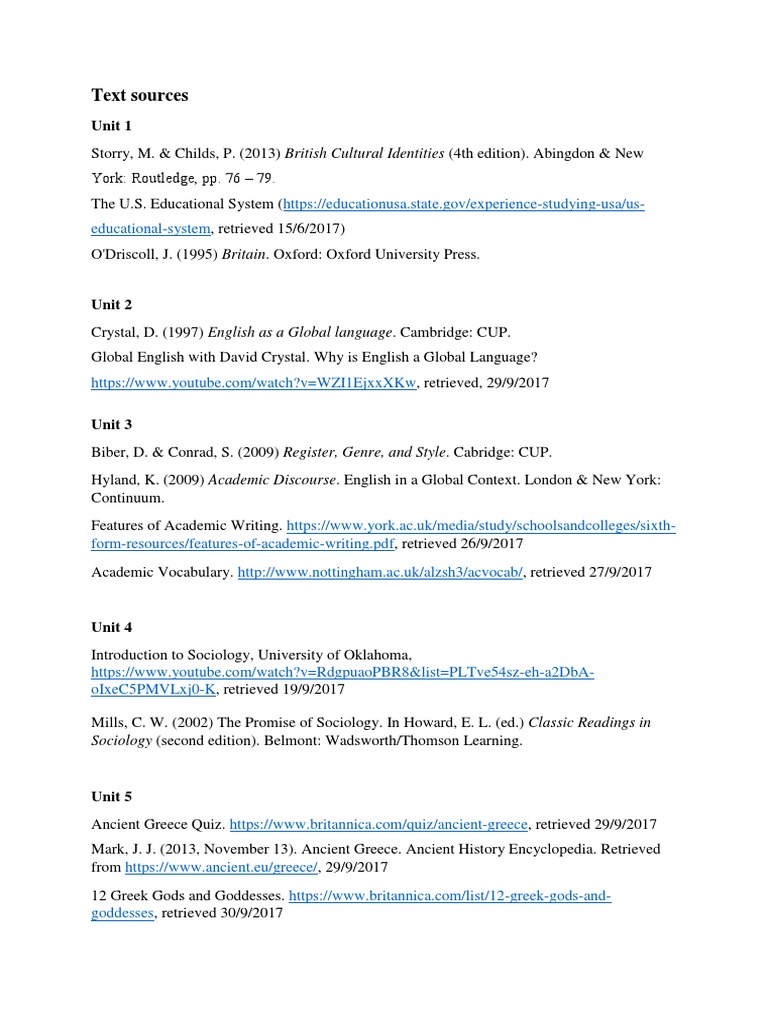 Text Sources: Unit 1 | Download Free PDF | Oxford University Press ...