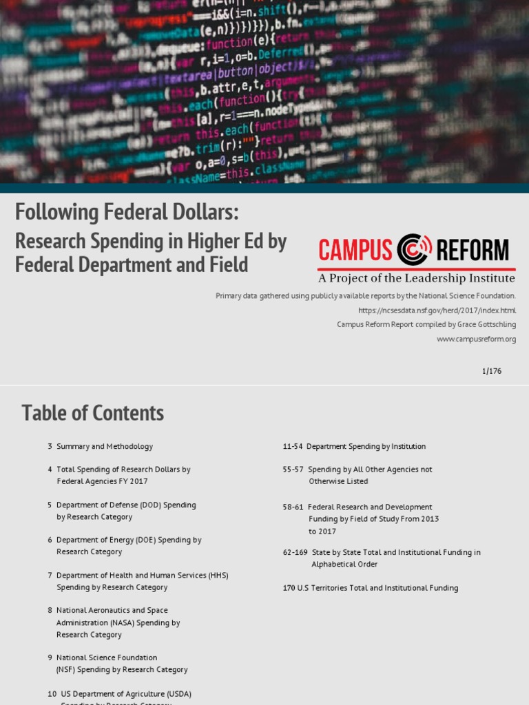 Following Federal Dollars: Research Spending in Higher Ed by Federal ...