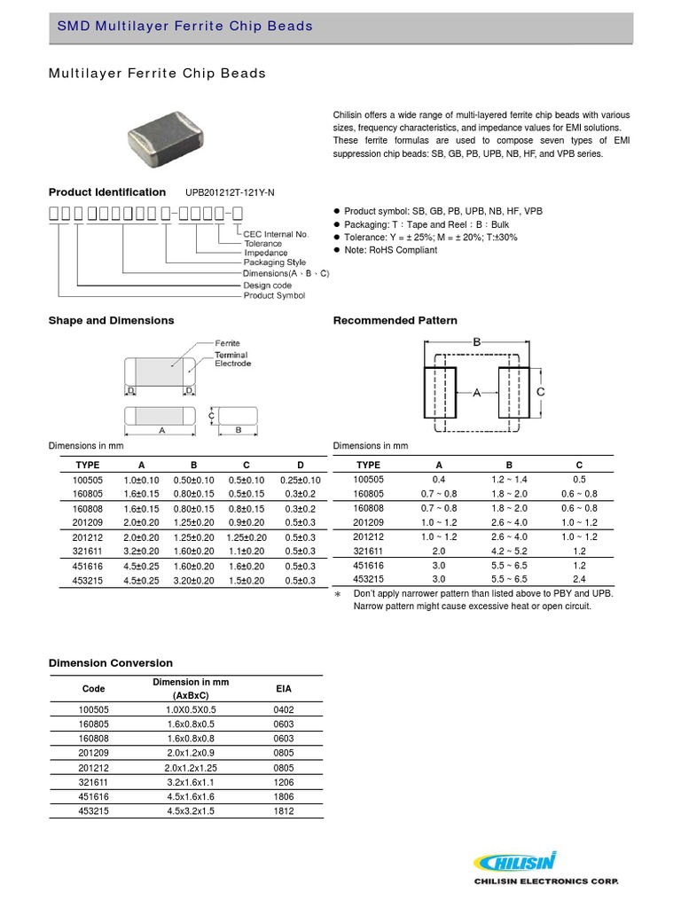 Chilisin UPB201209T 300Y N Datasheet | PDF | Electrical Impedance | Force
