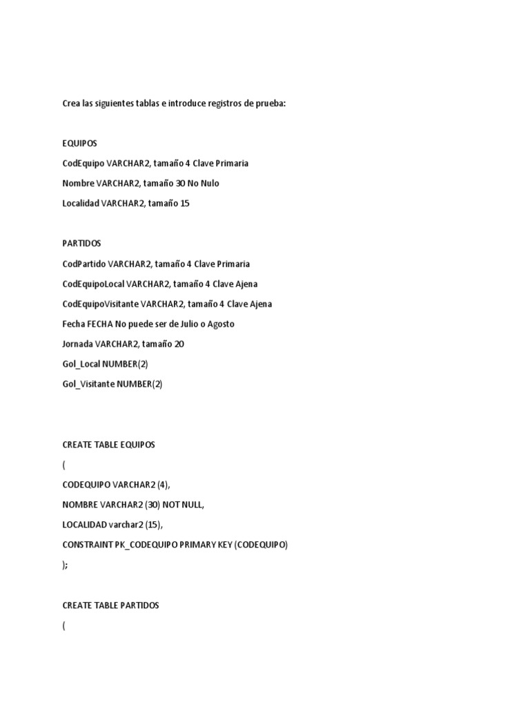 Ejercicio PLSQL Resuelto | PDF | Gestión de tecnología de la información | Ingeniería de software