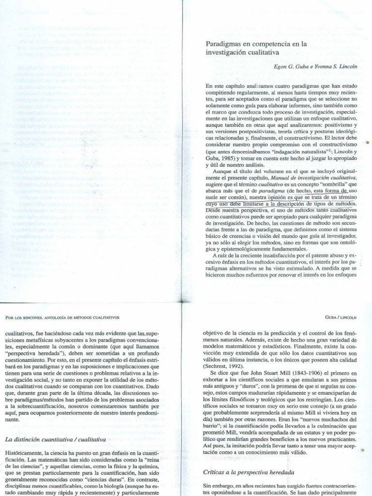 Guba & Lincoln - 2000 - Paradigmas en Competencia PDF | PDF | Paradigma | Science