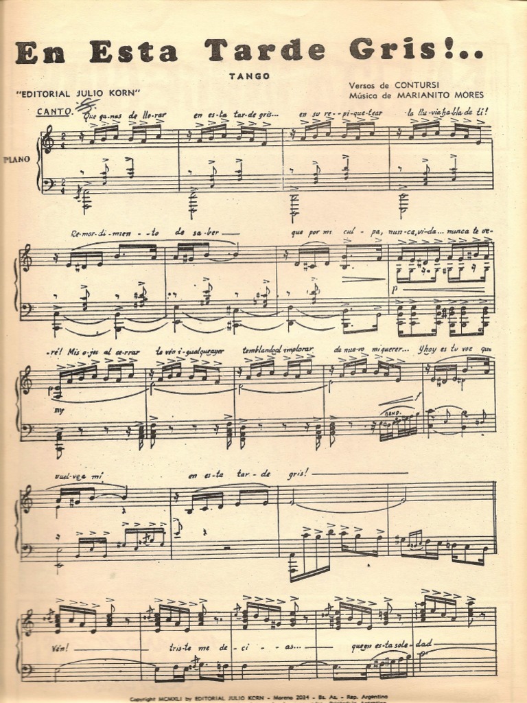 en Esta Tarde Gris Piano Partitura PDF | PDF