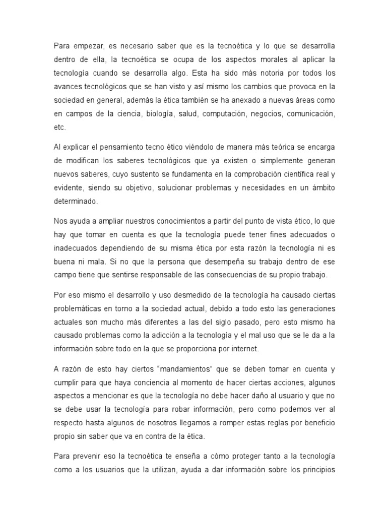La tecnoética y su importancia para el desarrollo tecnológico ...