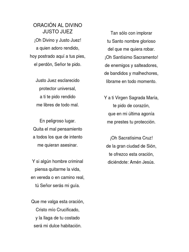 Oración Al Divino Justo Juez | PDF