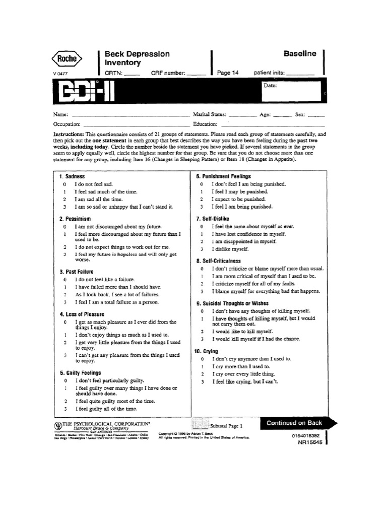 Kuesioner BDI II | PDF