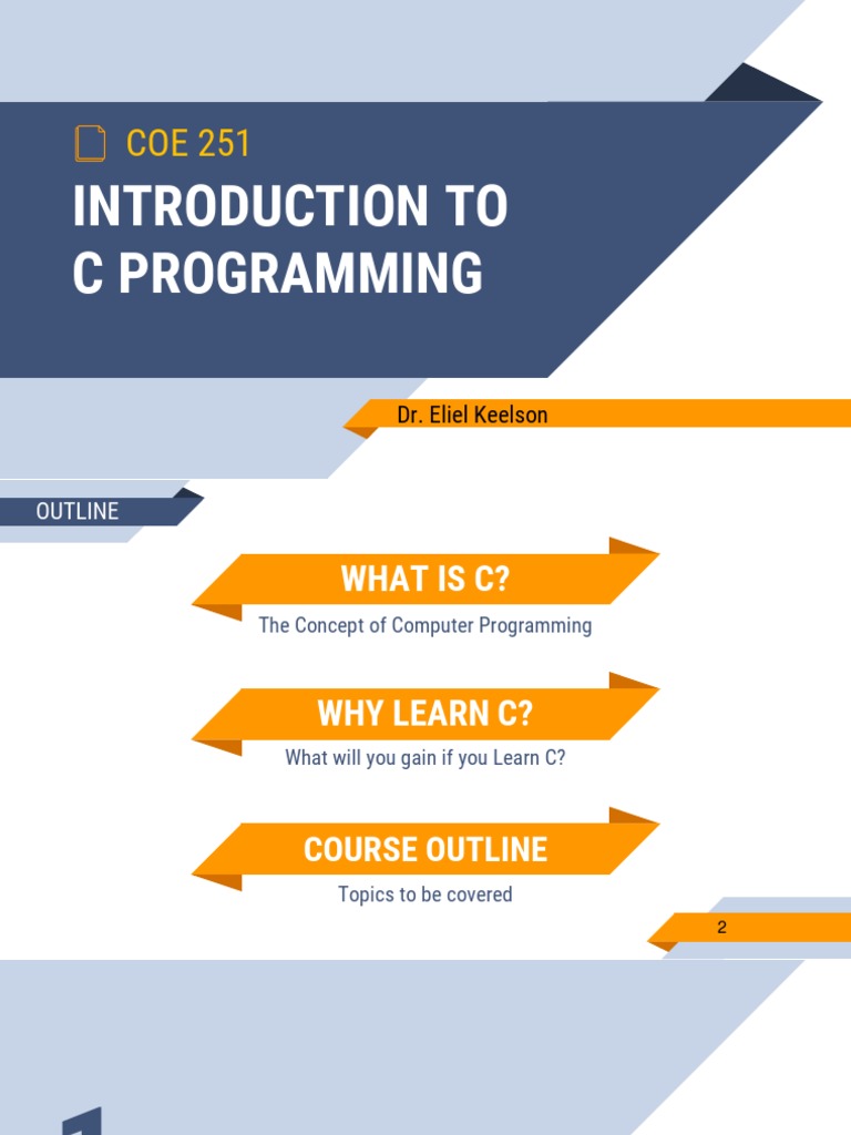 Introduction To C Programming: Dr. Eliel Keelson | Download Free PDF ...