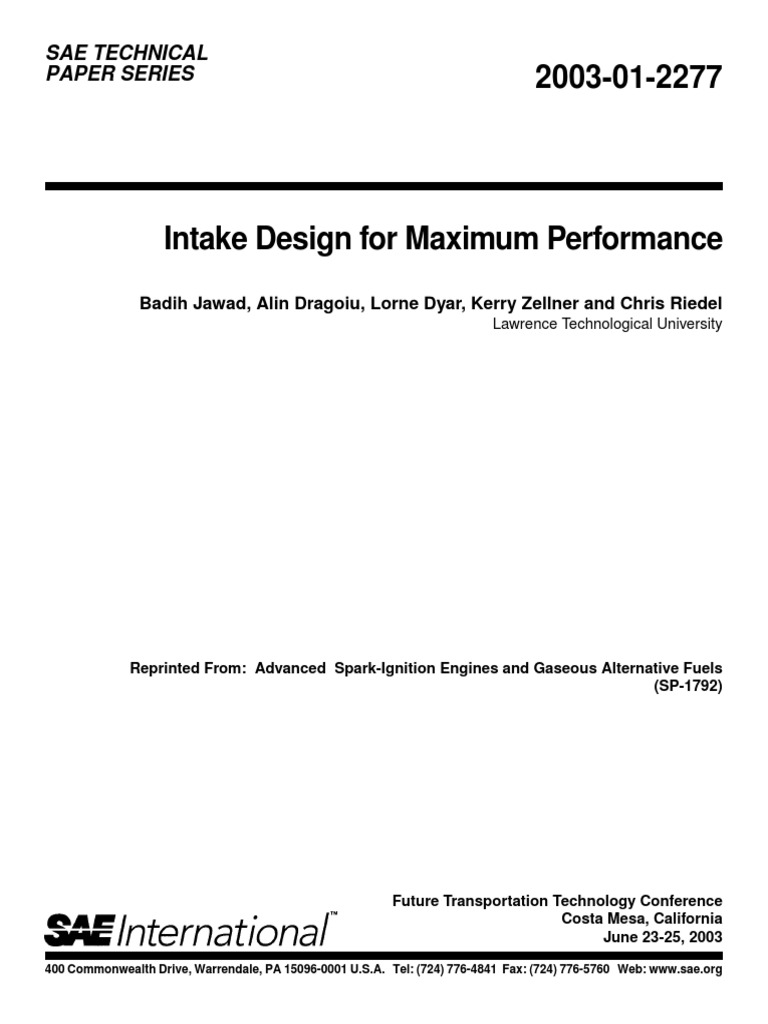 Intake Design For Maximum Performance | PDF | Internal Combustion ...