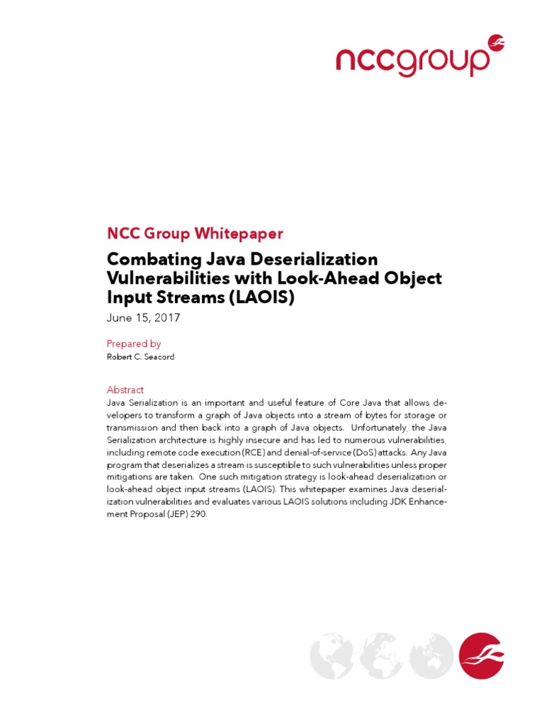 Combating Java Deserialization Vulnerabilities With Look-Ahead Object Input Streams (LAOIS ...