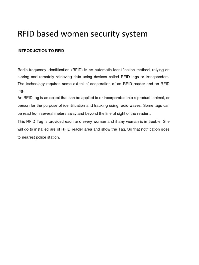 RFID Based Women Security System | PDF | Internet Of Things | Radio ...