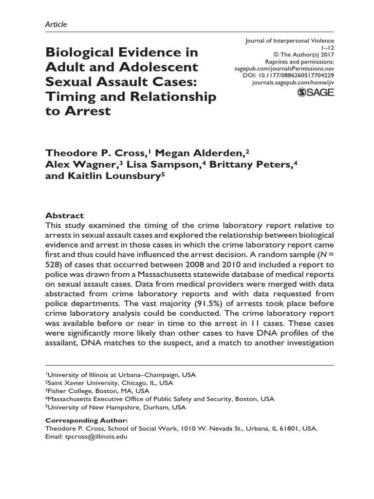 Biological Evidence in Adult and Adolescent Sexual Assault Cases ...