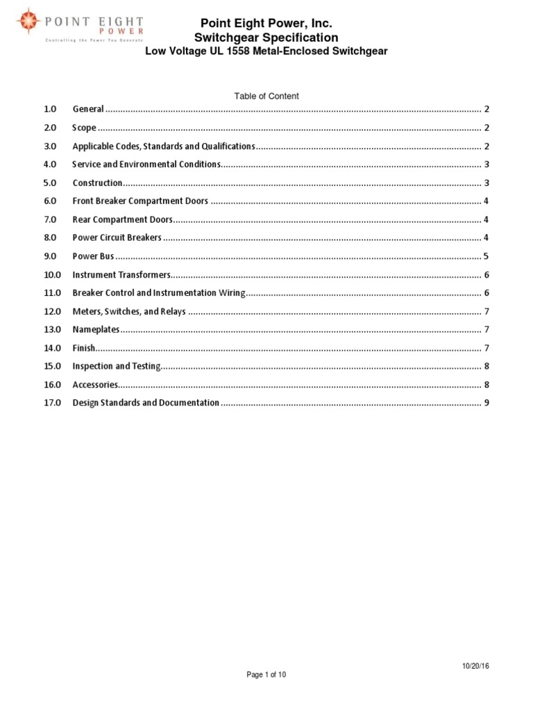 UL 1558 Low Voltage Switchgear Specs | PDF | Specification (Technical ...