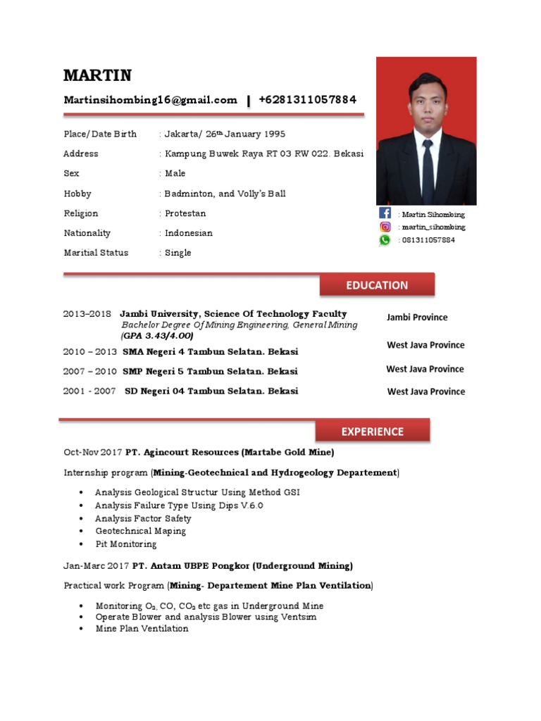 CV Martin Mining Engineering PDF | PDF | Science And Technology ...