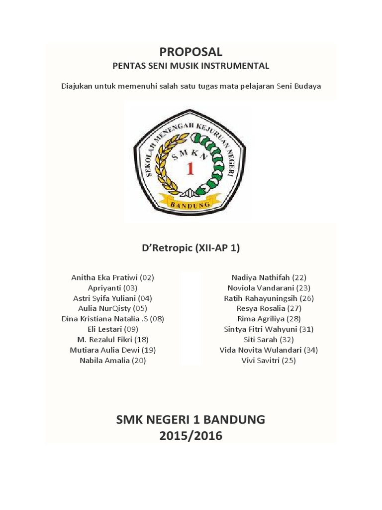 Contoh Proposal Seni Musik 1 | PDF | Karier & Perkembangan | Kajian ...