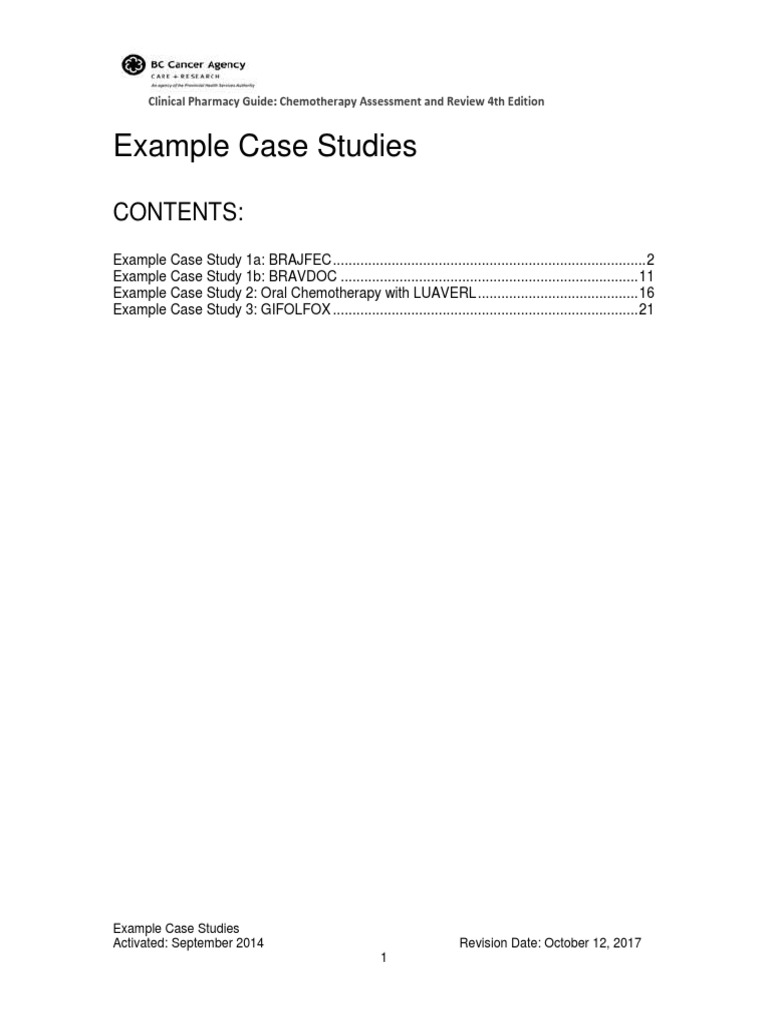 CPG Case Study Examples PDF | PDF | Pharmacy | Chemotherapy