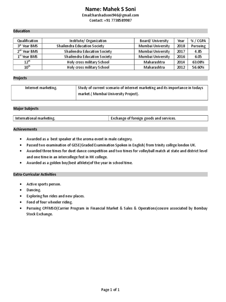Dummy Resume | PDF