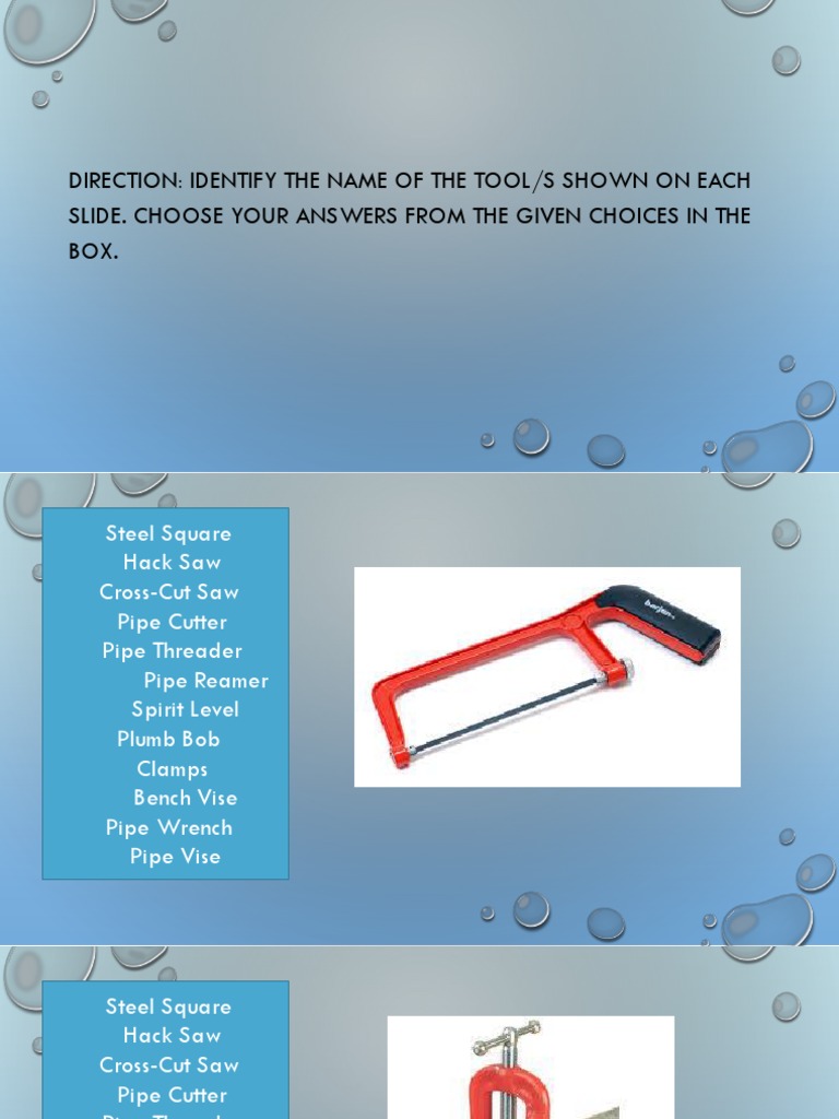 Identify Tools in Slides Quiz | PDF | Home & Garden