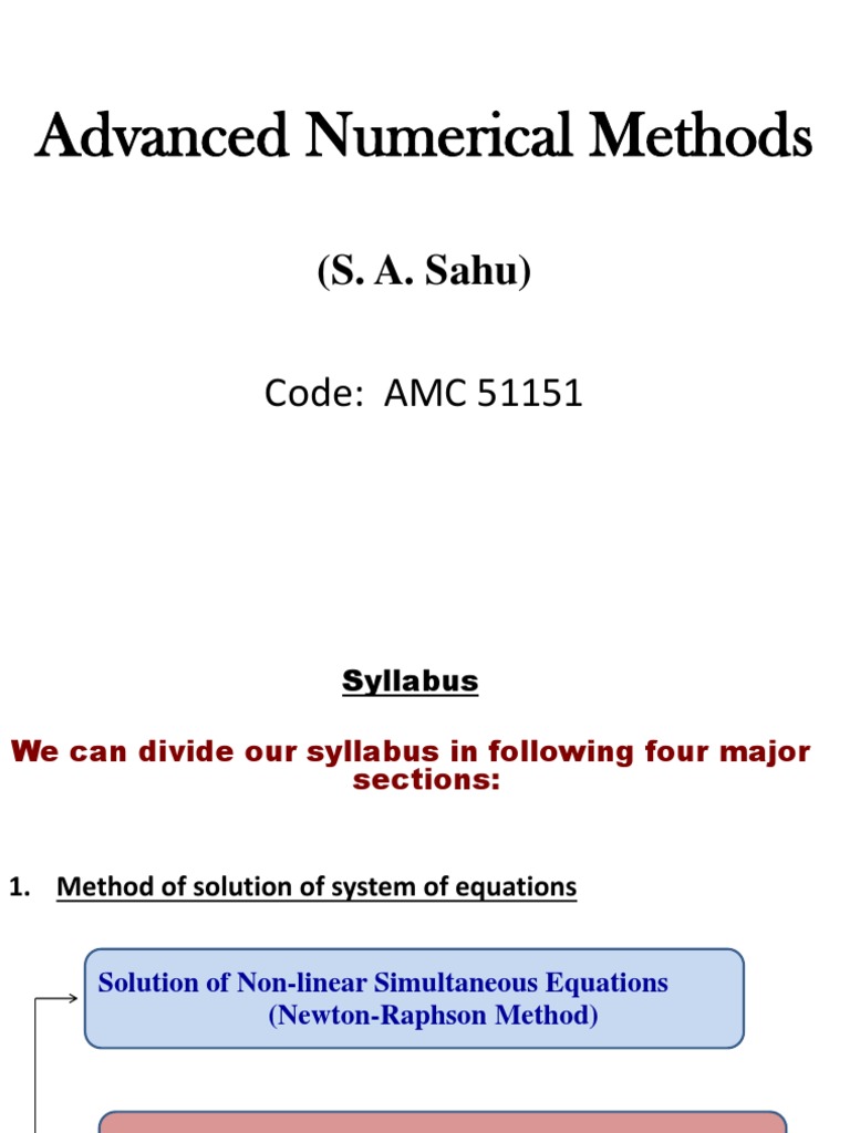 Advanced Numerical Methods Overview | PDF | Numerical Analysis | Finite ...
