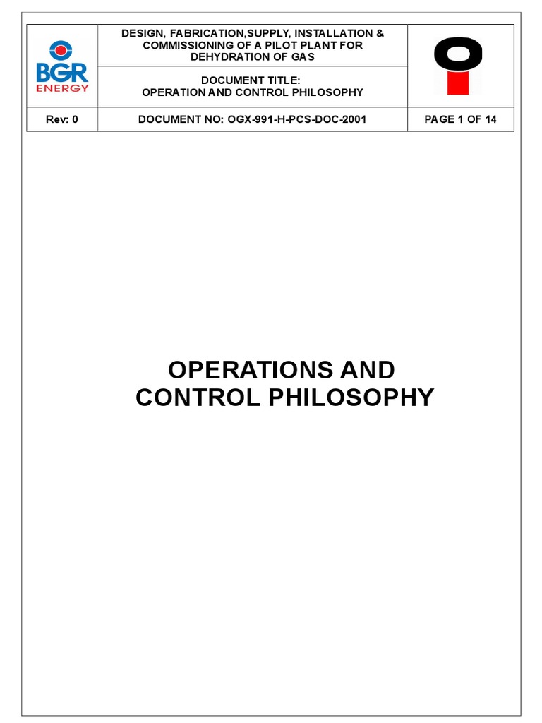 Operating & Control Philosophy | PDF | Adsorption | Hvac