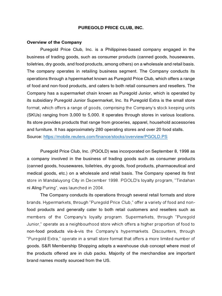 Puregold History | PDF | Retail | Supermarket