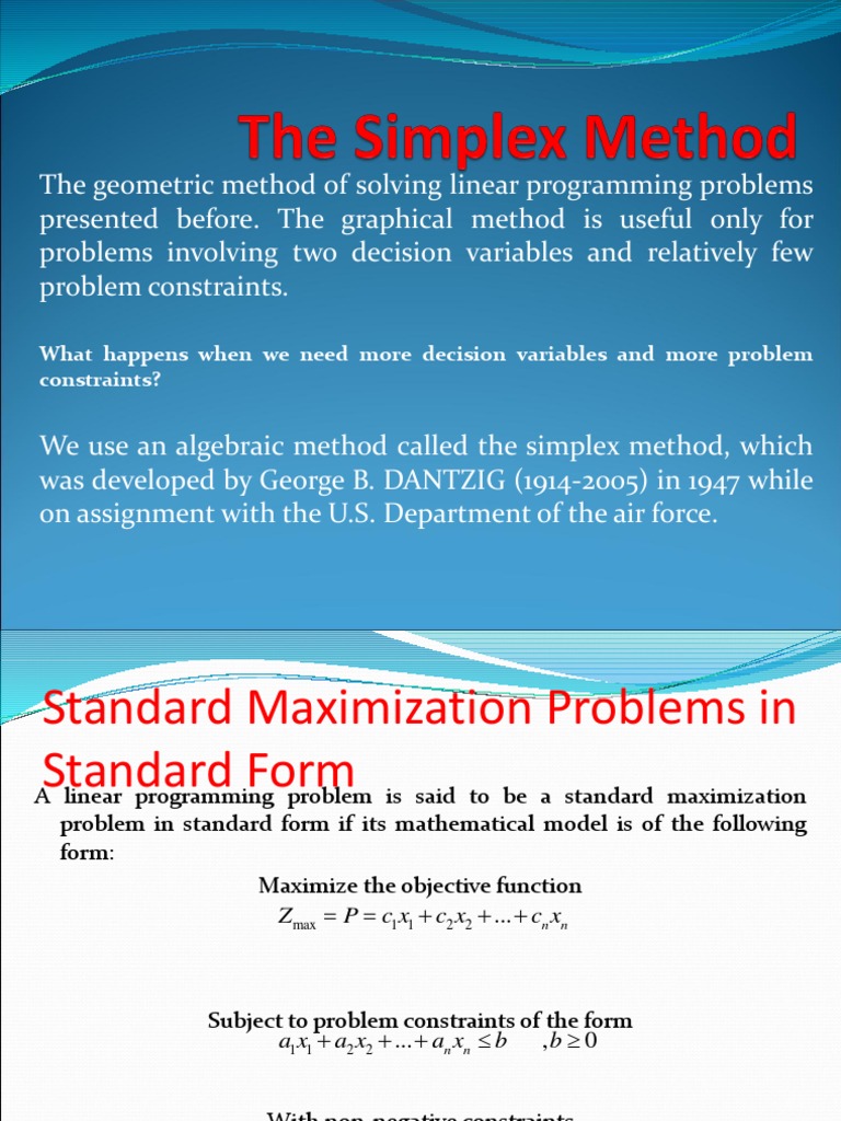 Simplex Method | PDF | Linear Programming | Theoretical Computer Science Simplex Method | PDF | Linear Programming | Theoretical Computer Science