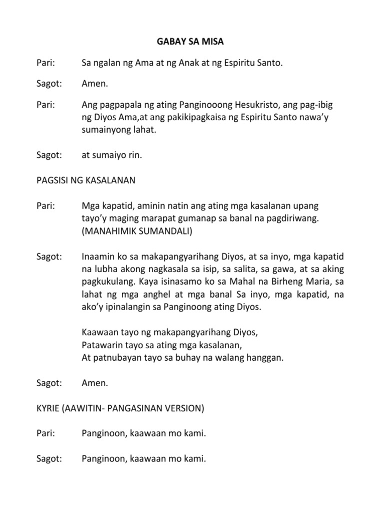 Tagalog Na Misa | PDF