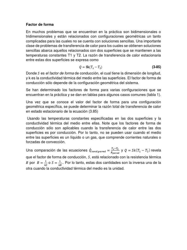 Concepto de Factor de Forma | PDF | Conduccion termica | Calor