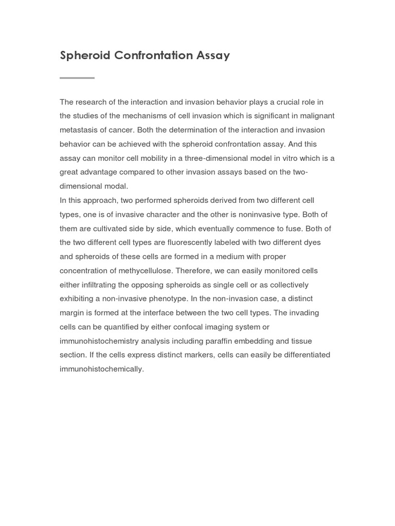 Spheroid Invasion Assay | PDF | Science & Mathematics