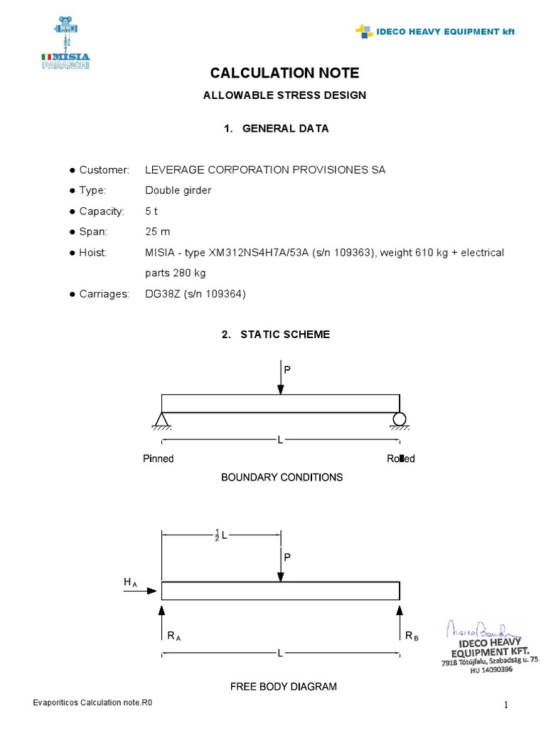 Calculation Note: Allowable Stress Design | PDF | Bending | Beam ...