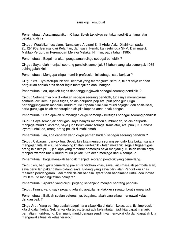 Transkrip Temubual Rose | PDF