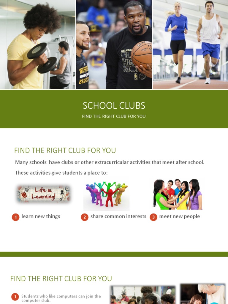 School Clubs: Find The Right Club For You | PDF | Sports | Behavior ...