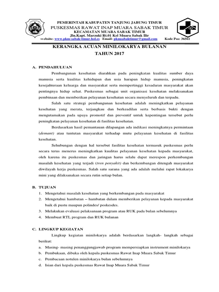 Kerangka Acuan Minilok | PDF