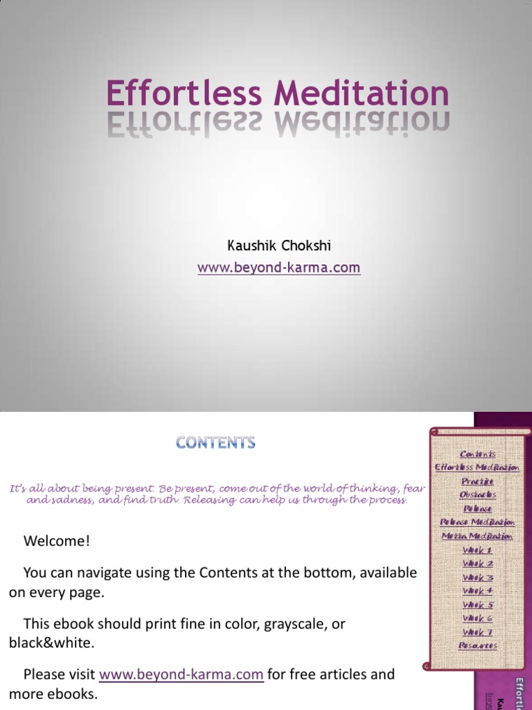 Effortless Meditation Step by Step | PDF | Meditation | Anger