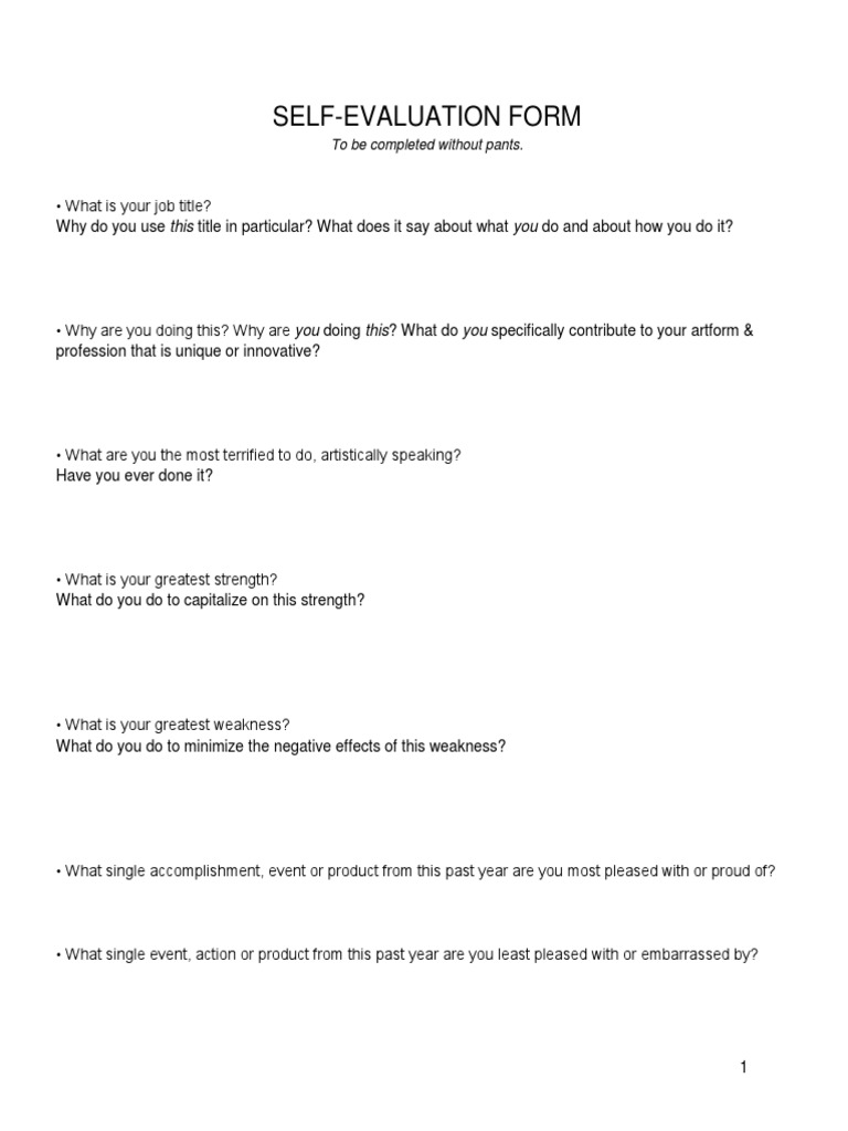 Creative Self-Evaluation Guide | PDF | Self-Improvement