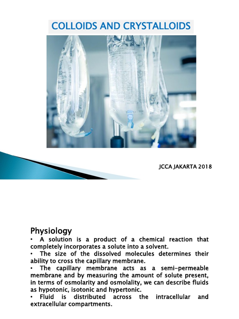 Colloids N Crystalloids Jcca 2018 | PDF | Saline (Medicine) | Medical Specialties