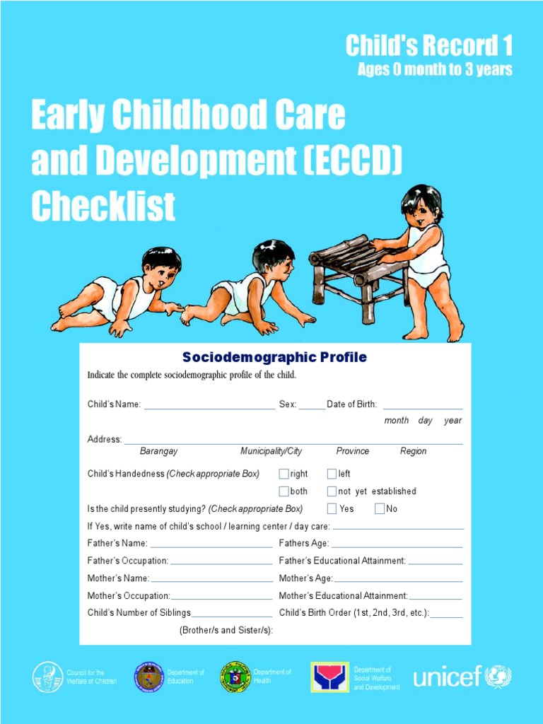ECCD Checklist Child S Record 1 | PDF | Toys
