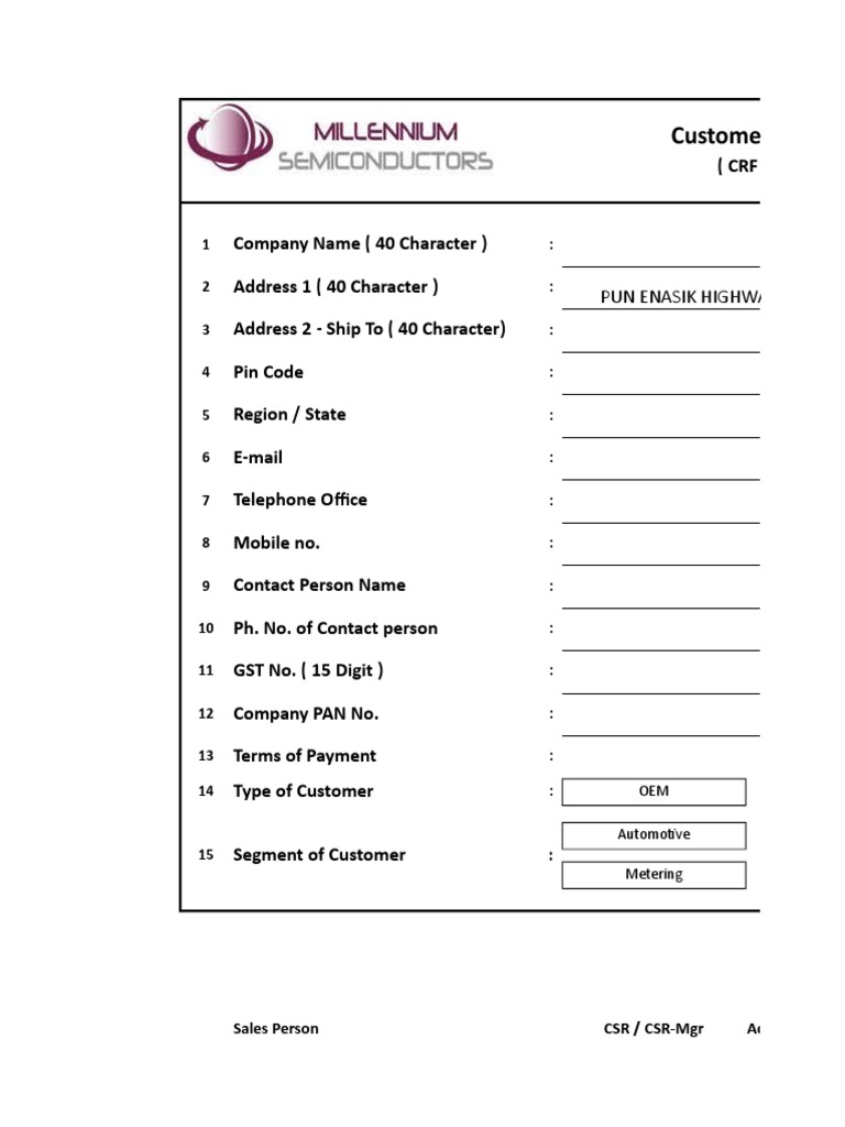 CRF SRF Form | PDF | Services (Economics) | Money