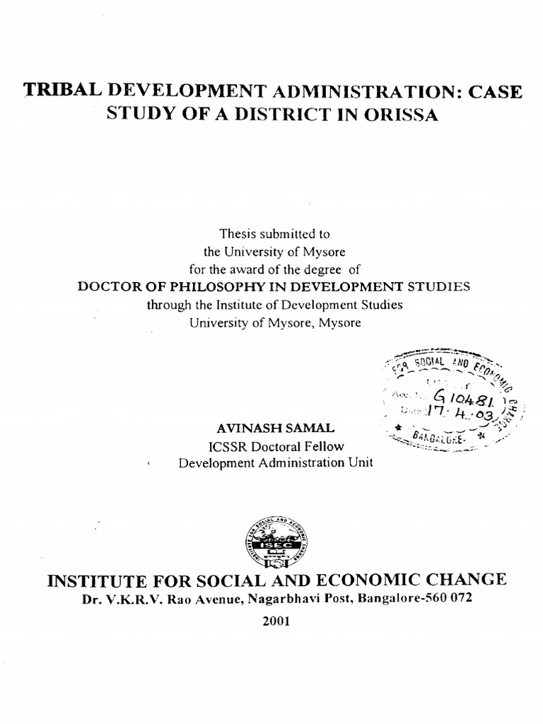 Tribal Development Administration: Case Study of A District in Orissa | PDF