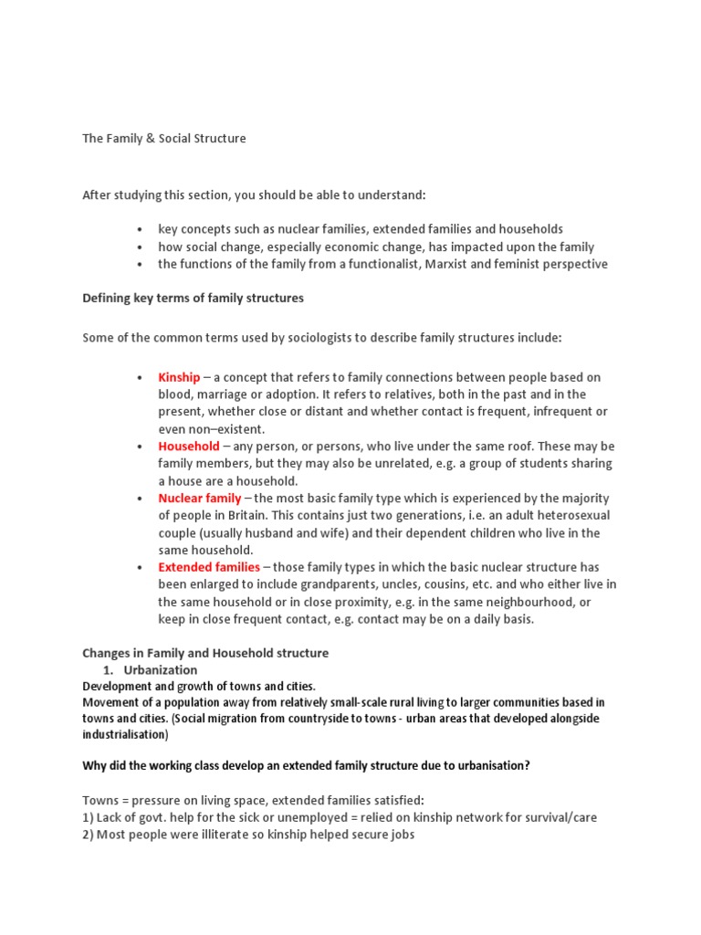 Quick Revise: Defining Key Terms of Family Structures | PDF | Family ...