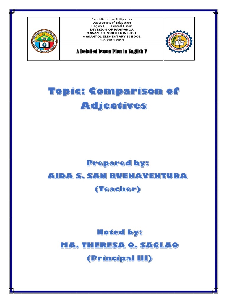 Detailed Lesson Plan Adjectives | PDF | Cognitive Science | Linguistic ...