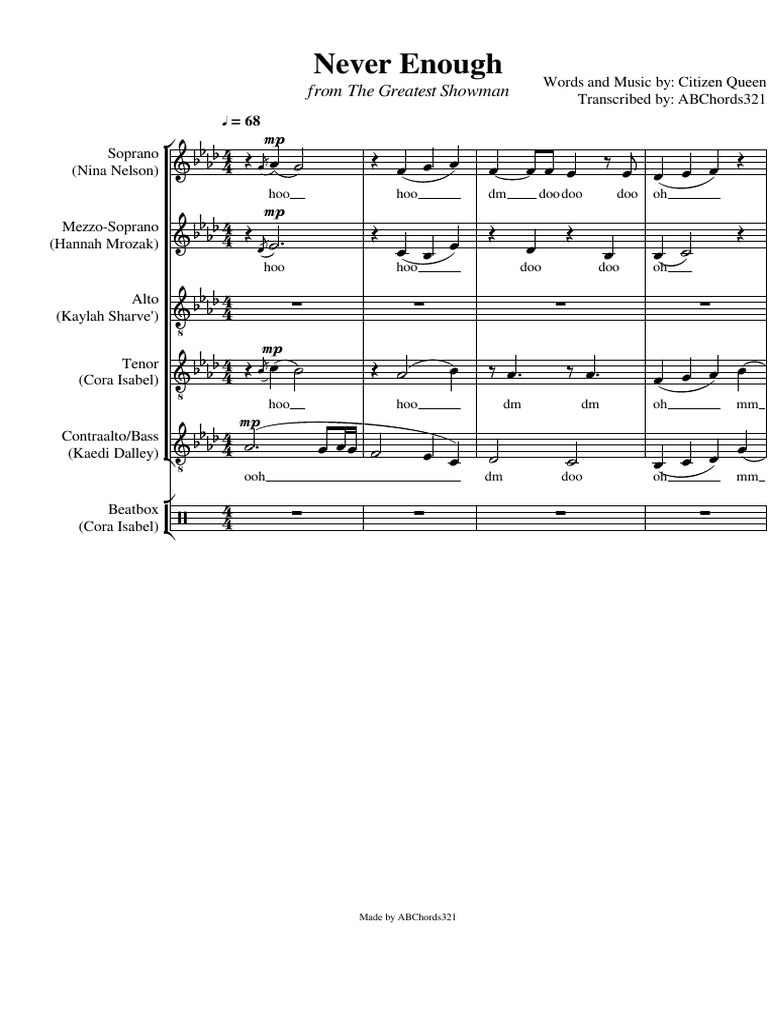 Never Enough: From The Greatest Showman | PDF | Pitch (Music) | Singing