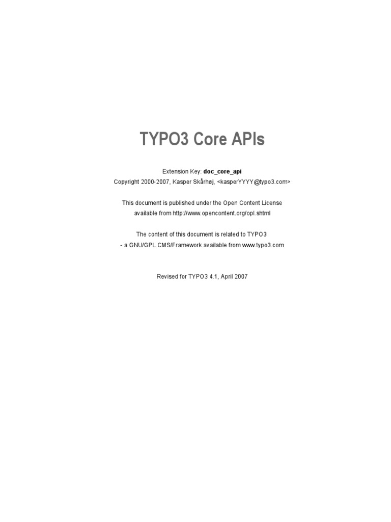 TYPO3 Core Api Manual | PDF | Php | Computer File