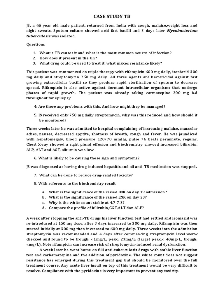 Case Study TB | PDF | Tuberculosis | Clinical Medicine