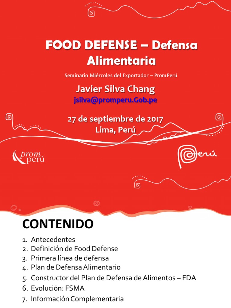 Food Defense - Defensa Alimentaria Seminario Miércoles Del Exportador ...